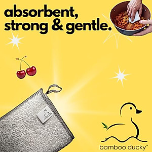 Bamboo Dish Cloths, Eco-Friendly,Non-Scratch,Lint-Free,Quick-Dry,Re-Usable,CleaningTowel Pack of 6 (Medium Ducky 9x7inch, Modern Grey/White)