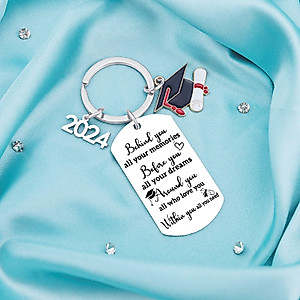 Graduation Gifts for Her Him Class Of 2024 Graduation Keychain for University College Middle High School Graduate Souvenir for Senior Students Nurse Masters Degree School Student Teen Girls Boys