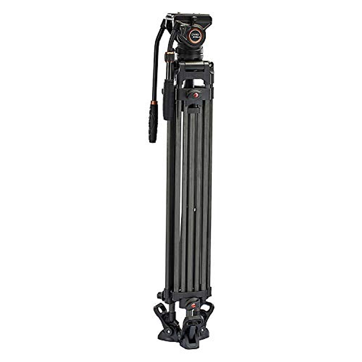 Cayer BV25LH Video Tripod System, 74 inch Carbon Fiber Professional Heavy Duty Camera Tripod Kit, Twin Tube Tripod Leg with K3 Fluid Drag Head, 2 Pan Bar Handles, Max Loading 13.2 LB