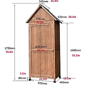 MUWIZ Outdoor Storage Shed, Storage Shed and Tool Shed Outdoor Storage Shed, Wooden Garden House Tool Box Farm Implement Storage Room Sundries Storage Cabinet