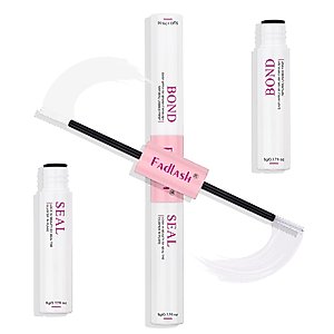 FADLASH Lash Bond and Seal 10ml Individual Lashes Glue and Seal Super Strong Hold DIY Lash Extension Kit Hold 48-72 Hours Waterproof Cluster Lash Glue Eyelash Extension Kit