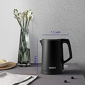 Dezin Electric Kettle, 0.8L Portable Travel Kettle with Double Wall Construction, 304 Stainless Steel Electric Tea Kettle for Business Trip, Small Electric Kettle with Auto Shut-Off (Without Cup)