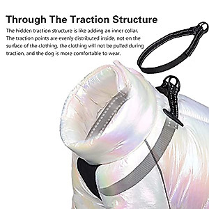 Mitili Warm Dog Jacket in Winter Pet Cold Waether Coats, Dogs Clothes with D-Ring Collar, Waterproof Reflective Dog Vest Coat with Double Row Zip for Small Medium Large Pet (Small, Colorful White)