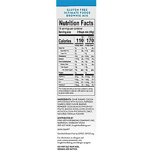 King Arthur, Gluten Free Fudge Brownie Mix, Certified Gluten-Free, Non-GMO Project Verified, Certified Kosher, 17 Ounces