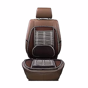 HACORO Ergonomic Bamboo Car Seat Pad, Mesh Lumbar Support Chair Back Support with Elastic Strap Back Rest for Office Chair/Car Seat/Back Pain Relief