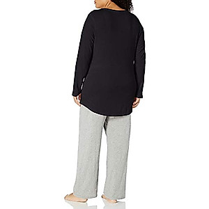 Just My Size Women's Plus Size Split Neck Tunic, Black, 2X