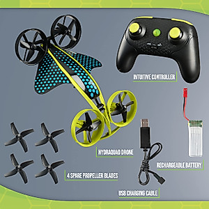 WowWee HydraQuad 3-in-1 Hybrid Air to Water Stunt Drone – Remote Control Toy for Kids