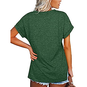 St Patricks Day Shirt Women Summer V Neck Loose Fitting Tunic Tops for Leggings Green L