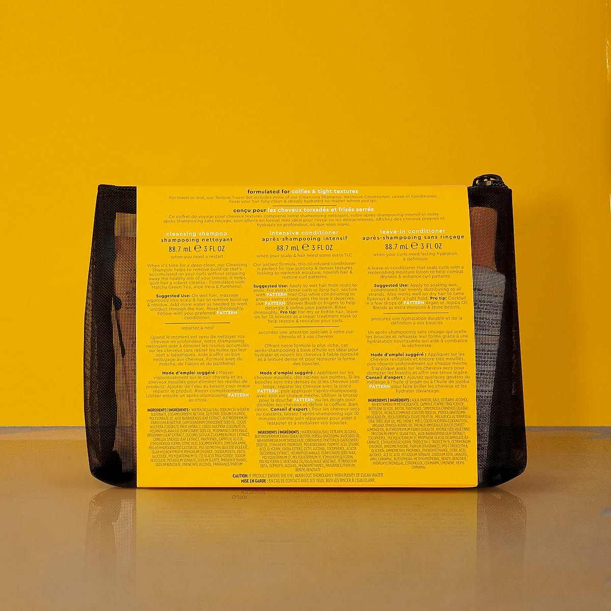 PATTERN Beauty by Tracee Ellis Ross Texture Travel Kit for Curly & Coily Hair, 3a-4c, Includes 3 oz Leave-In Conditioner, 3 oz Intensive Conditioner, 3 oz Cleansing Shampoo