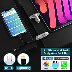 512GB Photo-Stick-for-iPhone, 4-IN-1 Easy Auto-Backup Photo and Video iPhone-Photo-Stick Apple-External-Memory-Storage-Stick Backup-Flash-Drive Data-Transfer Thumb-Drive-for-iPhone iPad Android Mac PC