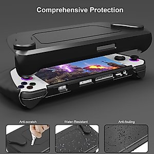 JDDWIN Full Case for ASUS Rog Ally 2023, Protective Handheld Case Skin with Detachable Front Shell Cover and Kickstand for Rog Ally,Shockproof/Non-Slip/Anti-Collision (Dark)