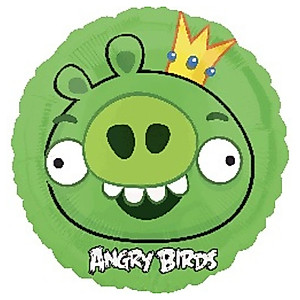 Angry Birds Party Balloons - Set Of 4 Balloon Decorations Featuring The Pink Black Yellow And Green King Pig Bird Globos For A Birthday Bouquet Centerpiece