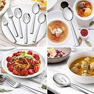 Homikit 66-Piece Silverware Flatware Set with Serving Utensils, Stainless Steel Square Cutlery Set for 12, Eating Utensils Includes Fork Spoon Knife, Dishwasher Safe