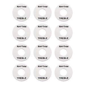 12Pcs Yootones Plastic Guitar Toggle Switch Washer Plate Rhythm Treble Ring with Letter Compatible with Les Paul Guitar (White)