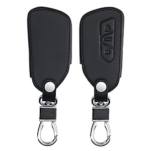 kwmobile Key Cover Compatible with VW Golf 8 3 Button Car Key - Faux Leather Car Key Fob Protector - Black