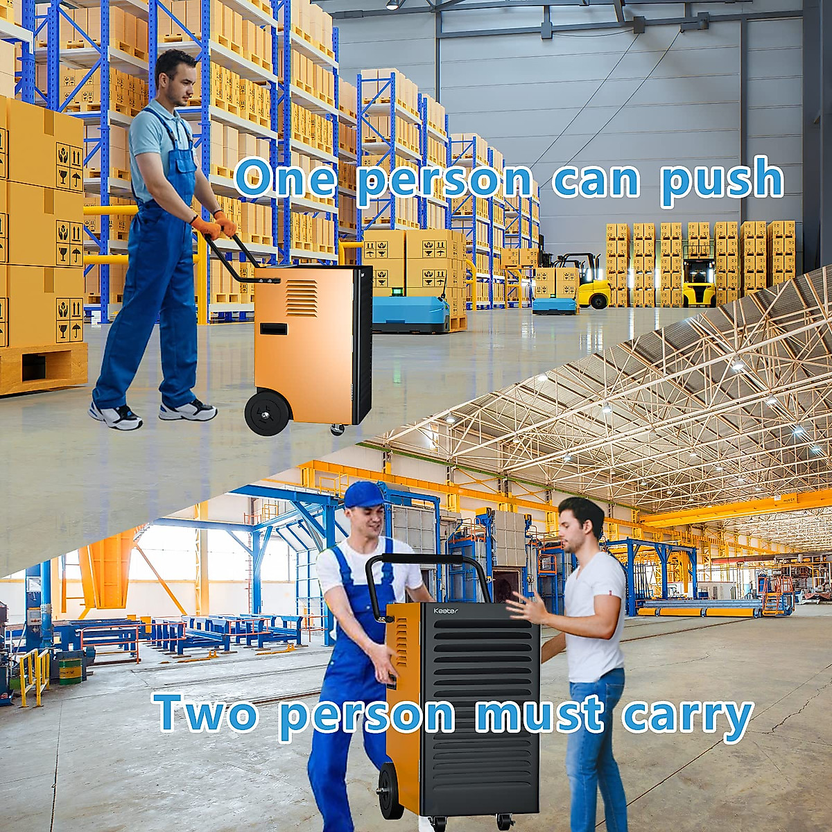 Keatar 140 Pints Commercial Dehumidifier for Large Room,Home,Basements, industrial warehouses, workshop,library or construction sites with Continuous Drain Hose and Water Reservoir