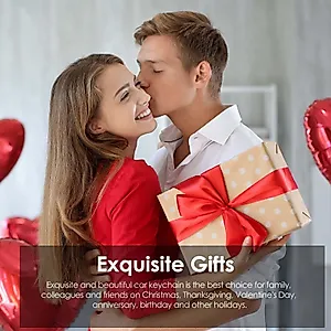 Gerkia Leather Car Keychain for Men and Women Key Chains for Car Keys with 5 Key Rings and Anti-loss D-ring Keychain ，Dark Green