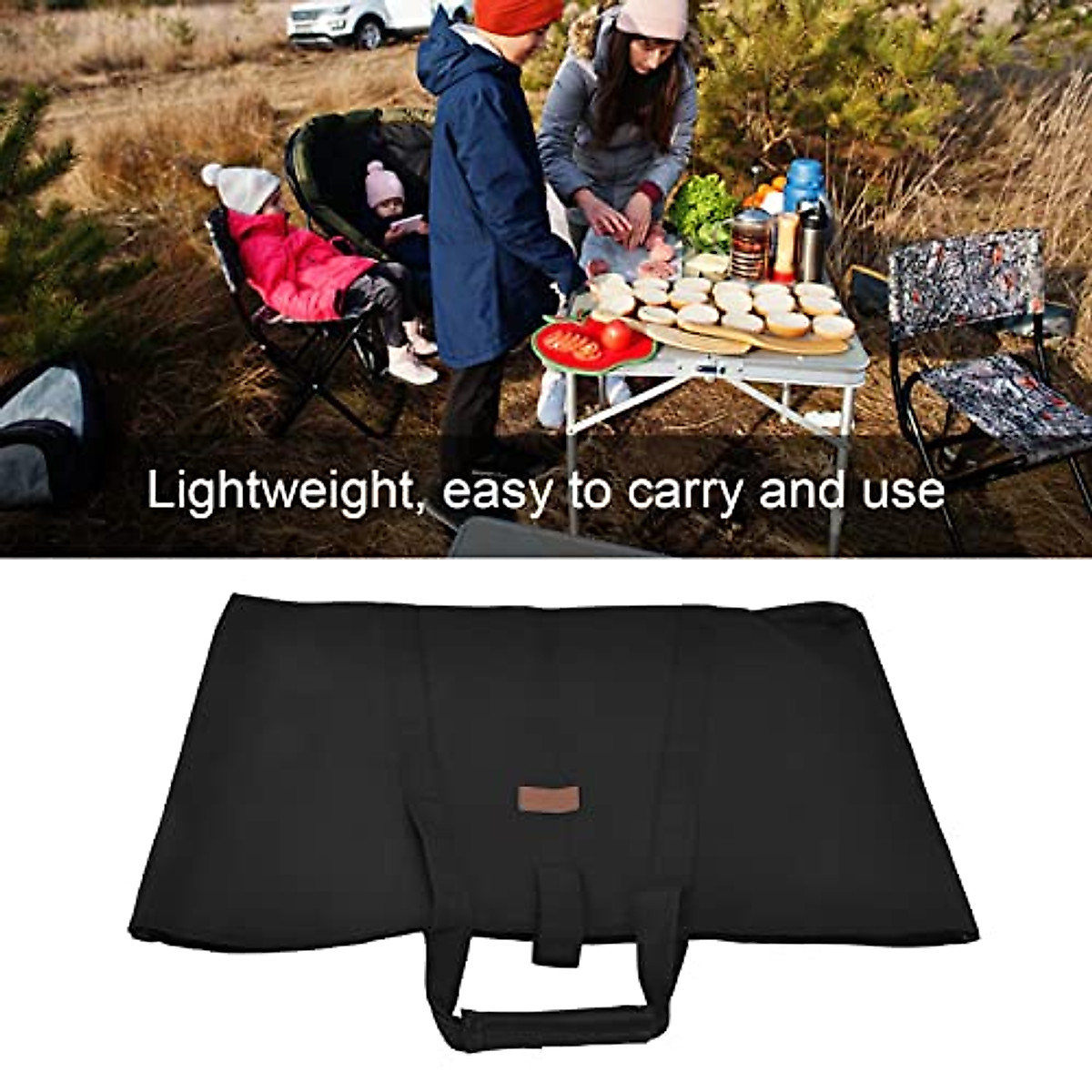 Watris Veiyi Black Folding Tables Storage Bags, Sponge Interlayer Waterproof Oxford Cloth Outdoor Multifunctional Carrying Bag for Picnic