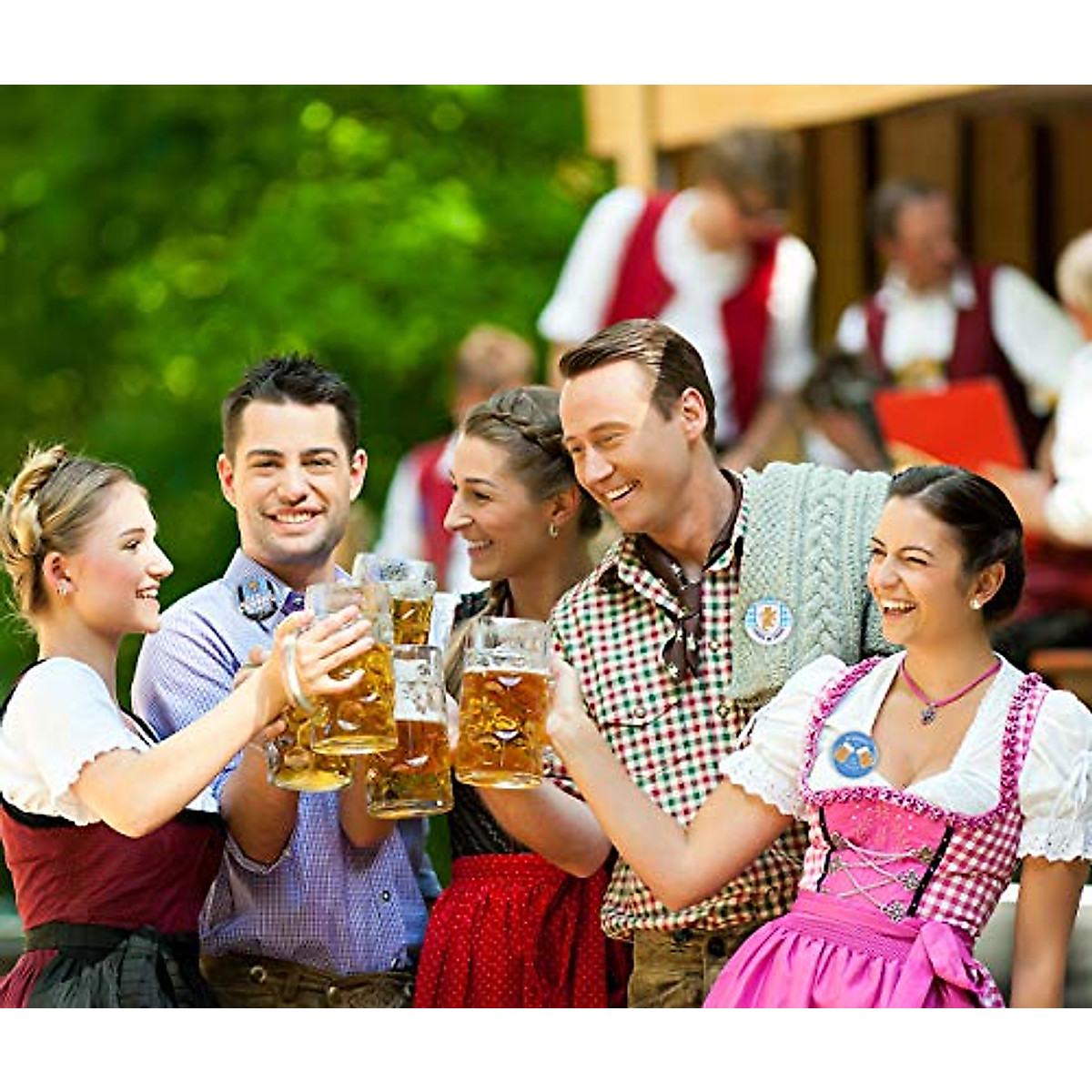 Oktoberfest Buttons Pins Bavarian Badges - Beer Festivities  Event Party Favors Supplies Decorations 48Ct