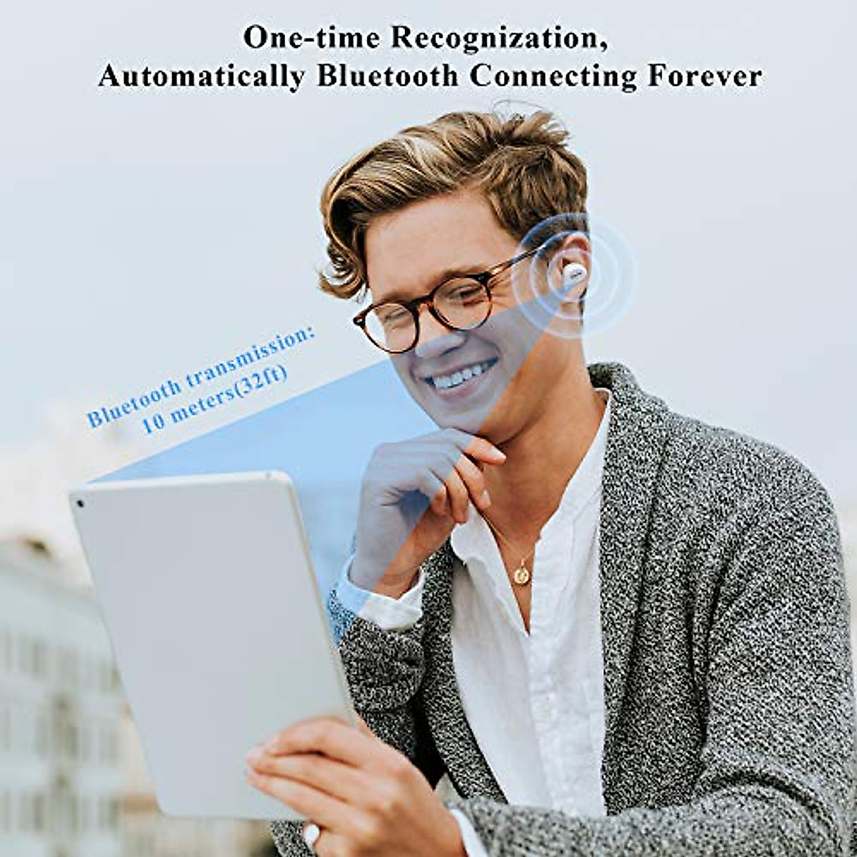 BOYA True Wireless Earbuds, Blutooth 5.0 in-Ear Earbuds Touch Control Wireless Headphone Earphone with Charging Case Built-in Microphone for Phone Calls Music Listening Sports (White)