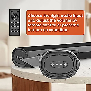 Sound Bar for TV with HDMI, Littoak Bluetooth Small TV Soundbar Speaker, Optical/HDMI/Aux/Coax/USB/Bluetooth Connection for TV, PC, Projectors, Includes Remote Control, Bass Adjustable, 16 inch