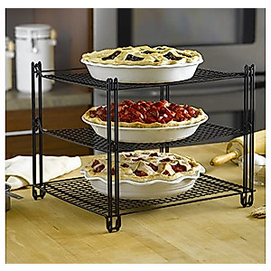Nifty 3-Tier Cooling Rack – Non-Stick Coating, Wire Mesh Design, Dishwasher Safe, Collapsible Kitchen Countertop Organizer, Use for Baking Cookies, Cakes, Pies
