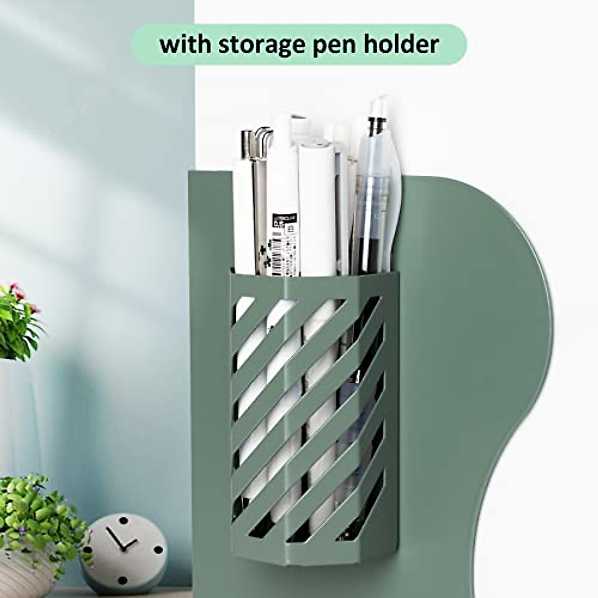 Adjustable Bookends TAINSE Expandable Bookends with Pen Holder Book Ends for Heavy Books,Magazine File Telescopic Design Bookends Adjustable Extends up to 17 inches-Green