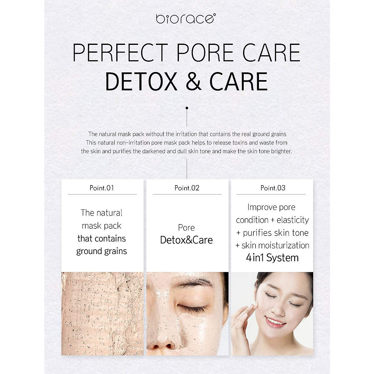 Biorace] Pore Tightening Pearl Clay Mask 110 g / 3.8 oz Tightens Pores + Sebum Control + Deep Cleanse [Made in KOREA]