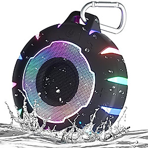 HEYSONG Waterproof Bluetooth Speaker, IPX7 Mini Shower Speaker with HD Sound, LED Light, Floating, Lightweight Portable Speakers for Travel, Pool, Beach, Biking, Kayak, Gifts for Men, Women