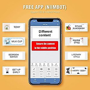 Label Maker with 6 Rolls Tape NiiMbot D11 Portable Wireless Connection Label Printer, NIIMBOT Mini Label Maker Machine