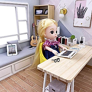 3 Pack Dollhouse Mini Laptop Tablet and Smart Phone Scene Computer Simulation Accessories for Doll 1/6 1/12 Miniatures Silver