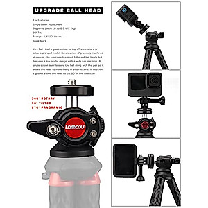Lammcou Flexible Action Camera Tripod for GoPro Hero 11 10 9 8 Insta360, Bendable Small Mini Action Camera Gorrila Tripod - Perfect for Travel and Adventure