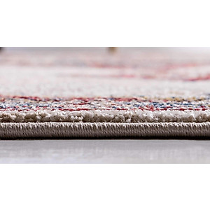 Unique Loom Utopia Collection Traditional Classic Vintage Inspired Area Rug with Warm Hues, 7' Round, Cream/Blue