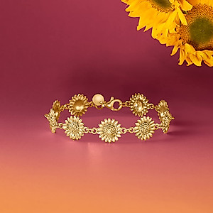 Ross-Simons Italian 18kt Gold Over Sterling Sunflower Bracelet. 8 inches