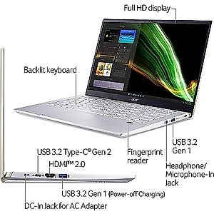 Acer Swift X Creator Laptop | 14" FHD 100% sRGB | AMD Ryzen 5 5600U | NVIDIA GeForce RTX 3050 | LPDDR4X | Wi-Fi 6 | Backlit Keyboard | Windows 11 Home | w/Mousepad (8GB LPDDR4X RAM | 1TB PCIe SSD)