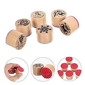 EXCEART Decorative 24 pcs Christmas Stamp Christmas Gifts stampers for Wooden playset Scrapbook Seal Cartoon Stamps Playthings DIY Stampers Stampers Portable Gift Bag