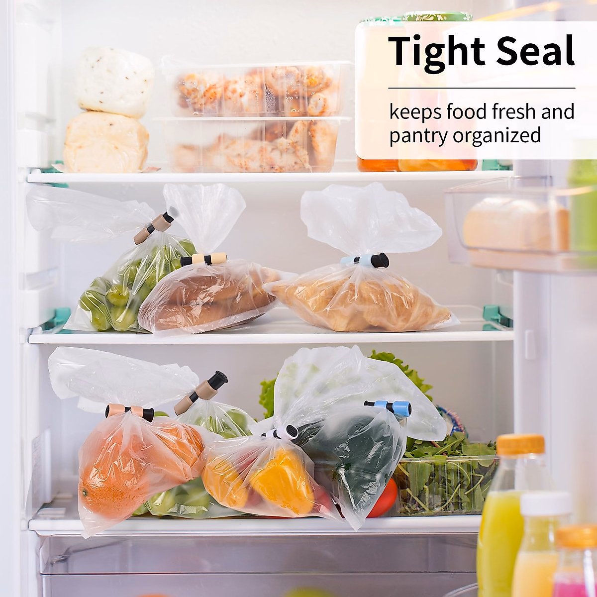 Valuckee 10 Pack Squeeze and Lock Bread Bag Clips, Bread Clips Resuable, Bag Clips for Food Storage, Sturdy Bread Cilp, Heavy Plastic, Handy Bag Cinch, Easy to Use with Bread Bag Closures, 10 Colors