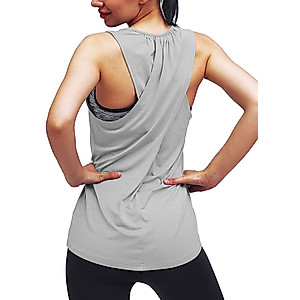 Mippo Workout Tank Tops for Women Loose Fit Yoga Tennis Shirts Athletic Exercise Tank Tops Cute Summer Clothes Athletic Sports Running Clothing for Women Gray M