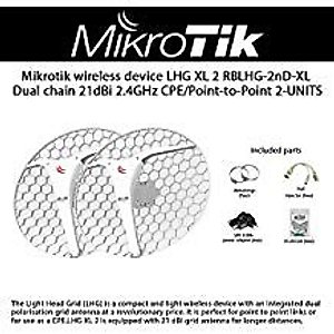 Mikrotik LHG XL 2 RBLHG-2nD-XL Wireless Device Dual Chain 21dBi 2.4GHz CPE/Point-to-Point Integrated Antenna for Longer Distances 2-Units