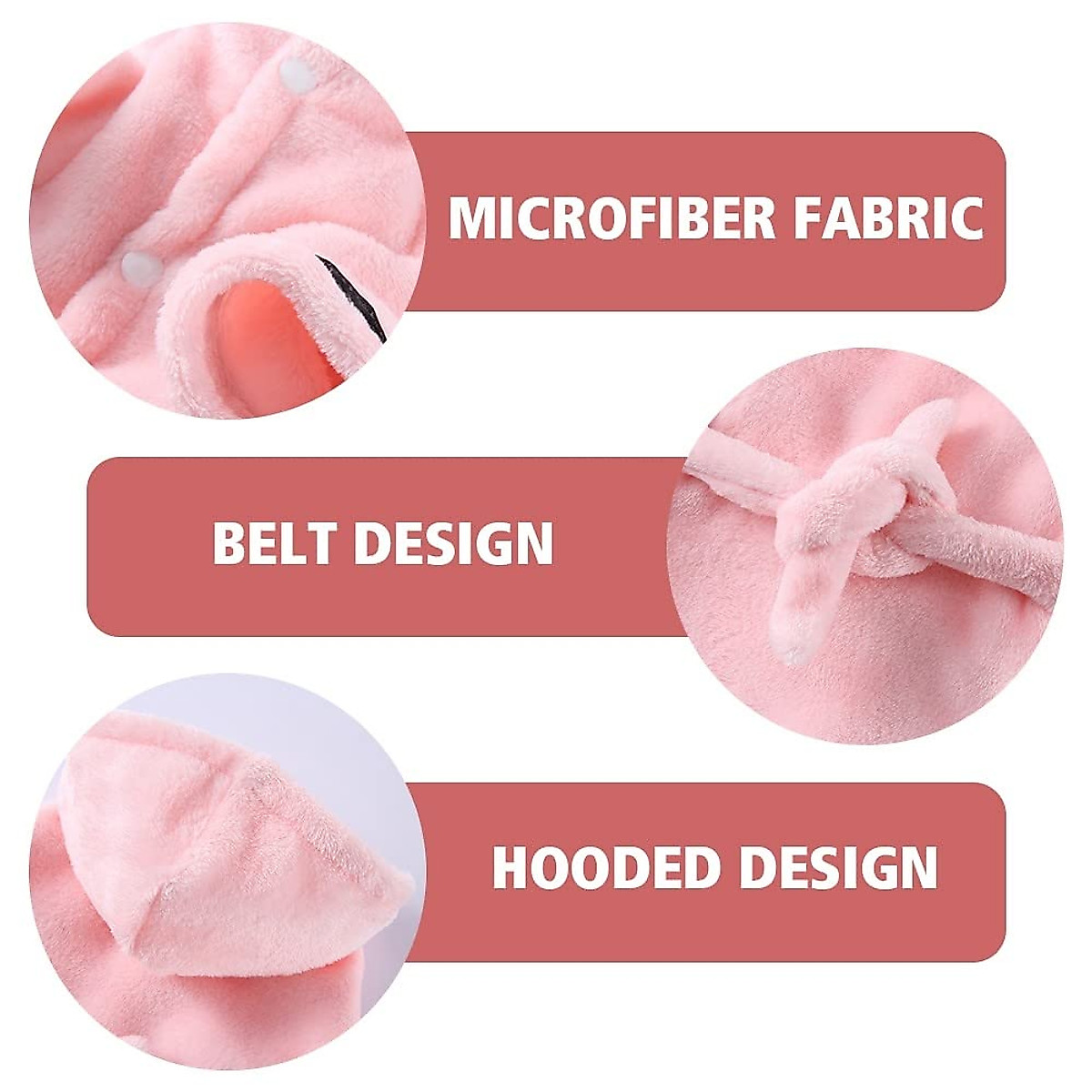 Dog Bathrobe, Adjustable Soft Dog Robe Quick Drying Pet Bath Towel for Cat Small Medium Dogs Pink