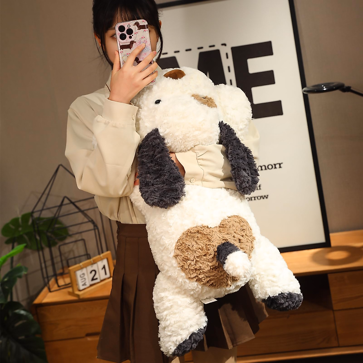 Hronsa Dog Weighted Stuffed Animal, 5.7 lbs 25.5 inch Weighted Dog Plush Toy Large Dog Stuffed Animals Weighted Puppy Plush Animals Pillow Toy Gifts for Adults & Kids, Black