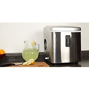 SMETA Countertop RV Ice Maker Portable Nugget Ice Machine Chewable Compact Mini Ice Chip Maker 39LBs Ice/24H Stainless Steel, Bullet Ice Cubes in 8 Mins, Crunchy Style with Ice Scoop & Basket