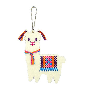 C.S. Kids KC02 DIY Llama Keychain, First Sewing Arts & Crafts Gifts - Animal Crafting Cross-Stitch | Sew Your Own Llama