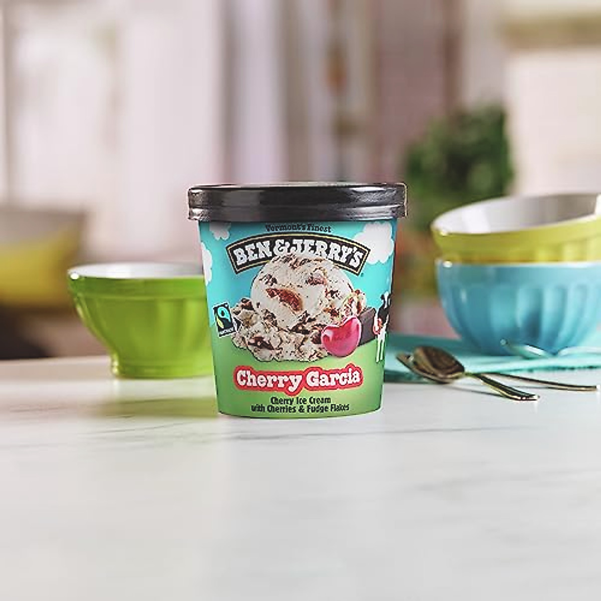 Ben & Jerry's Cherry Garcia Ice Cream Pint Non-GMO 16 oz