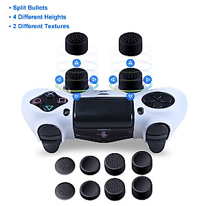 Silicone Covers Compatible with PS4 Controller - 2 Pack Anti-Slip Protector Controller Case Skins - with 4 Pairs Thumb Grips - Black & White