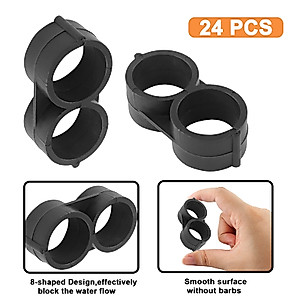 PHITUODA 24pcs Black Tubing End Closure, Figure 8 End Fitting Drip Tubing 5/8 inch Drip Fitting, Irrigation Accessories End Closure for Garden Greenhouse Sprinkler Systems