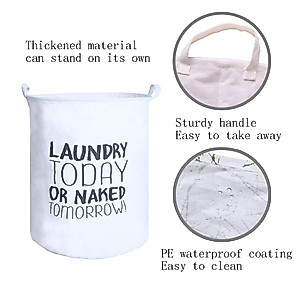 SDAIGC Collapsible Unicorn Laundry Basket, Blondie Canvas Waterproof Round Storage Hamper, Clothes Toys Organizer Basket, Cute Kids Gift Basket(White Today)