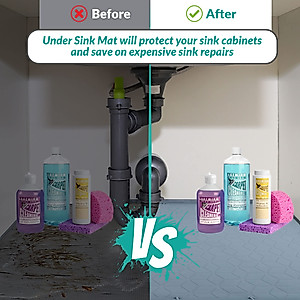 Under Sink Mats for KitchenWaterproof, 22x34 inches Under Sink Drip Tray, Under Kitchen Sink Mat, Grey