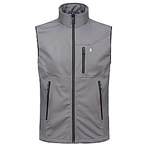 Little Donkey Andy Men's Lightweight Softshell Vest, Windproof Sleeveless Jacket for Travel Hiking Running Golf Gray XL