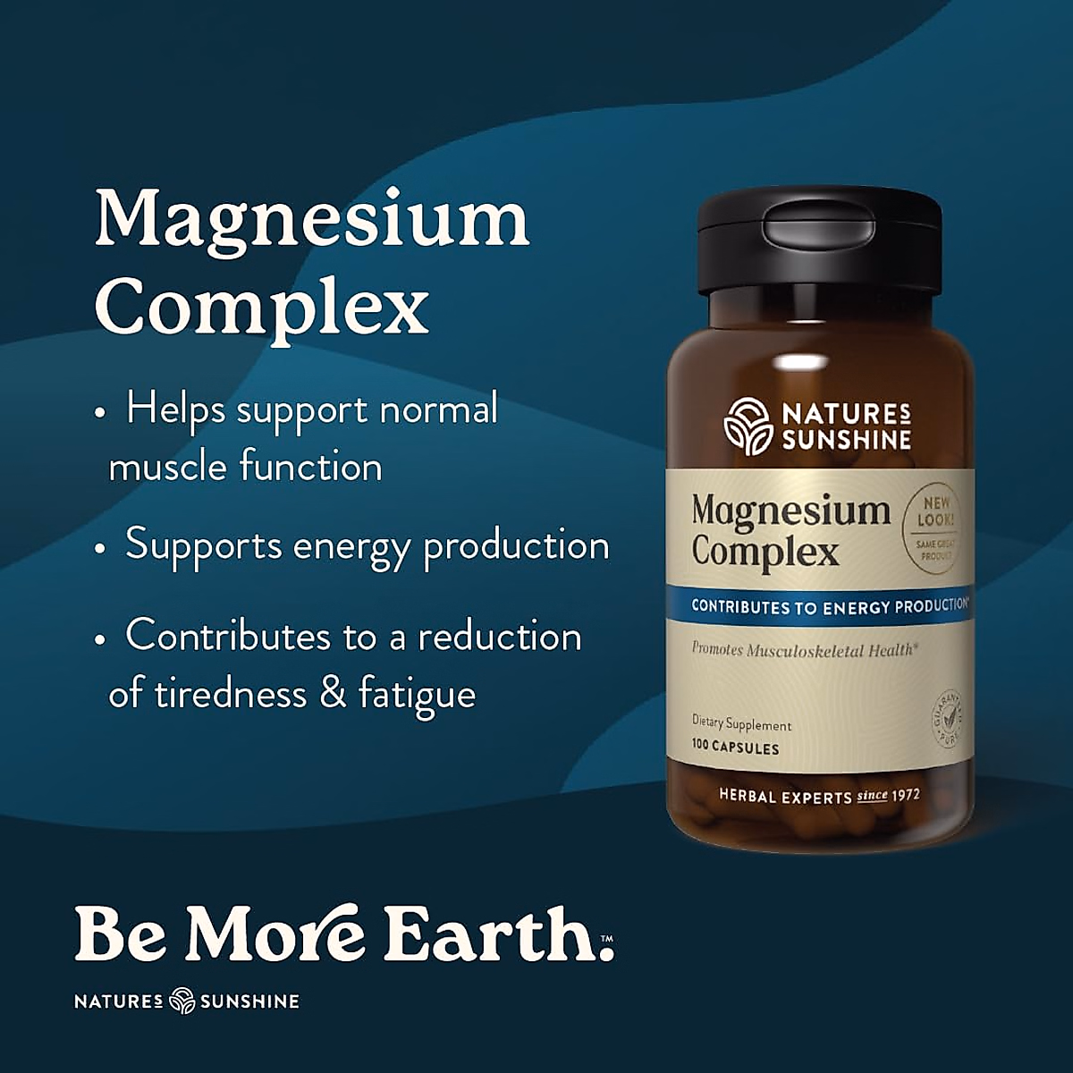 Nature’s Sunshine Magnesium Complex - High Potency Magnesium Supplement with Citrate & Malate for Relaxation, Optimal Absorption, Muscle Function, Energy Production - 50 Servings (100 Capsules)